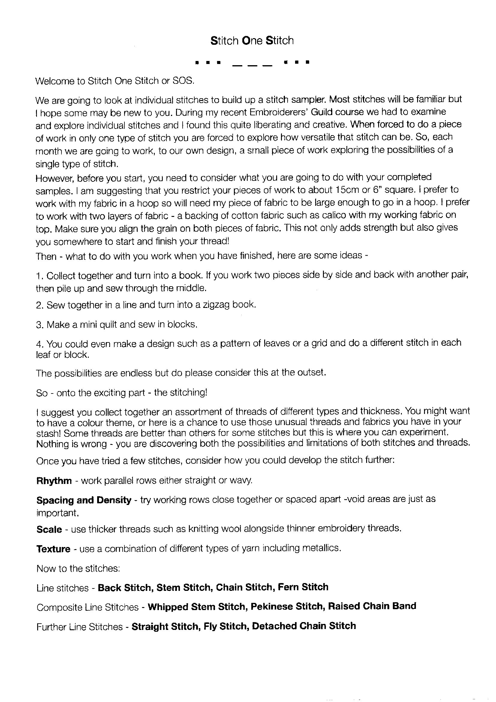 Stitch one Stitch – Horsham Creative Embroiderers