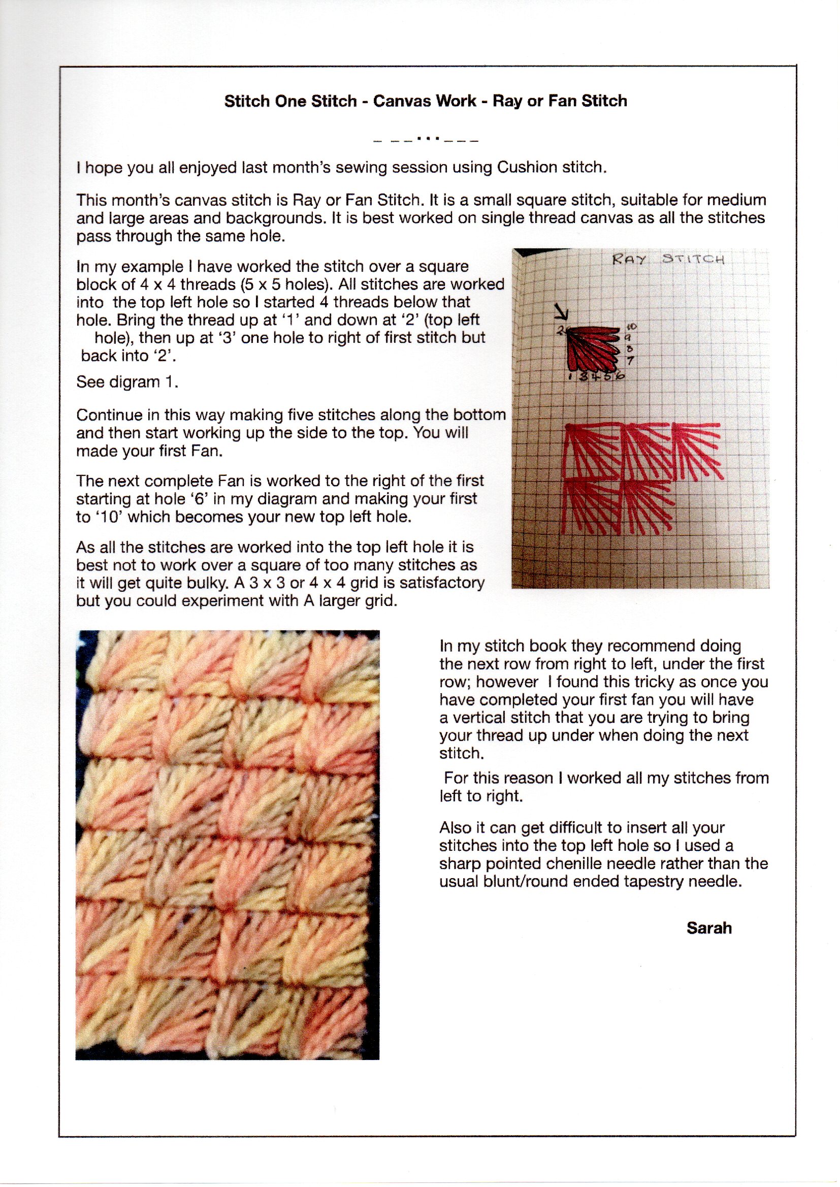 Ray or Fan Stitch – Horsham Creative Embroiderers